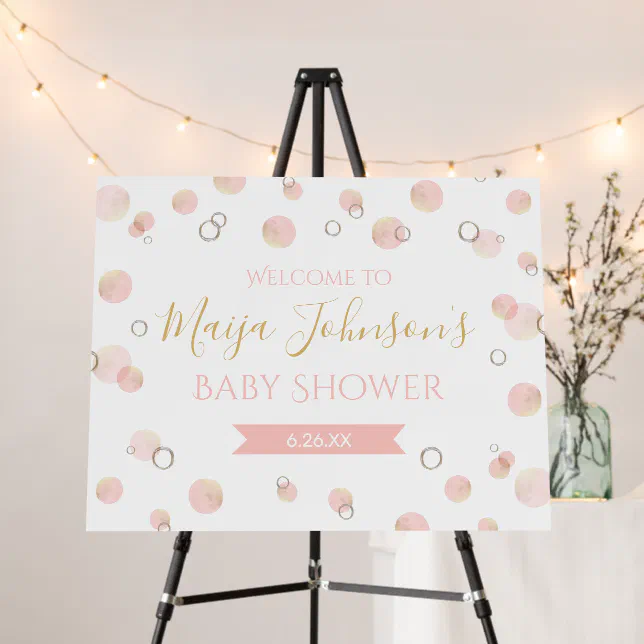 Pink Brunch Bubbly and Baby Shower Welcome Sign | Zazzle