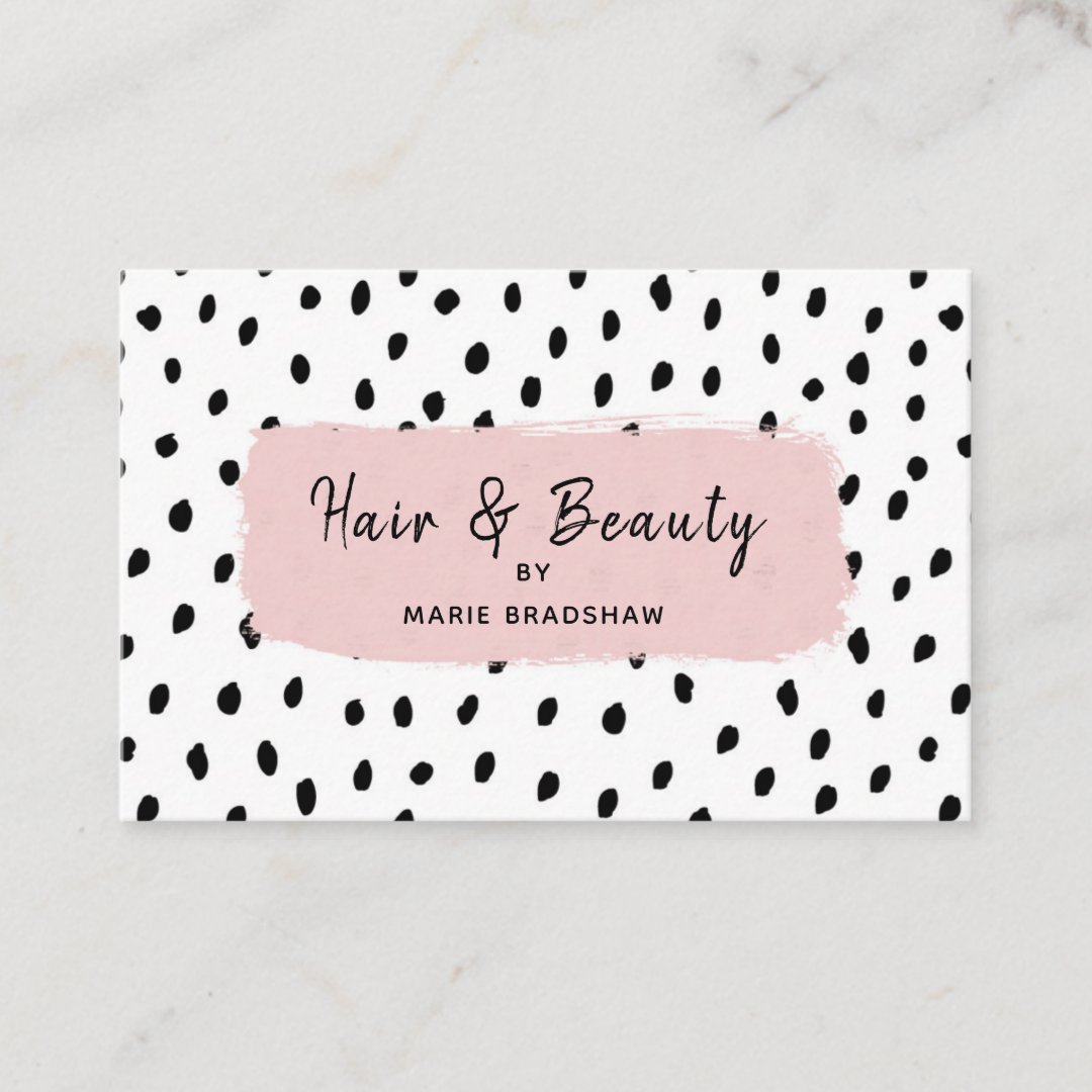 Pink Brushstroke & Spots Beauty Business Card | Zazzle