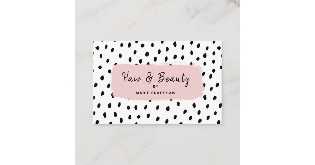 Pink Brushstroke & Spots Beauty Business Card | Zazzle