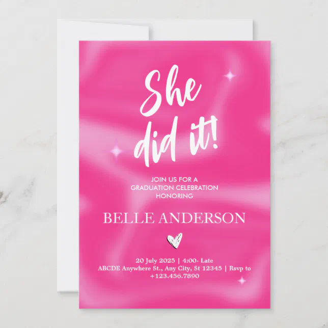 Pink Brushstrokes y2k retro Graduation Invitation | Zazzle