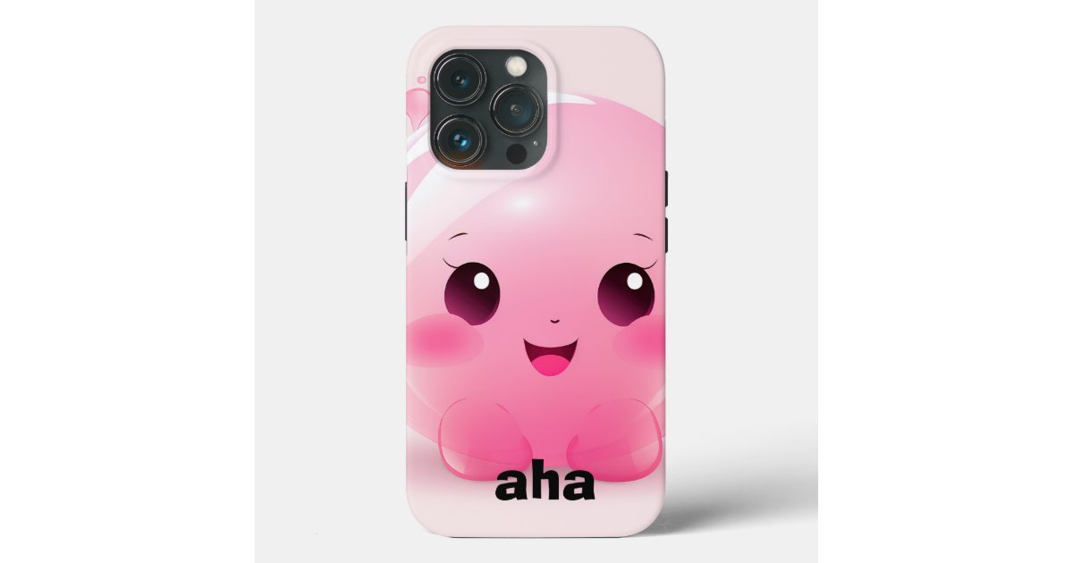 Pink Bubble Cartoon AHA Phone Case | Zazzle