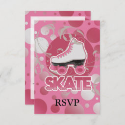 Pink Bubble Swirl Roller Skate, Skating RSVP Card | Zazzle