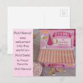Pink Bubblegum Cigar Baby Girl Announcement | Zazzle