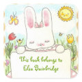 Pink bunny bookplate | Zazzle