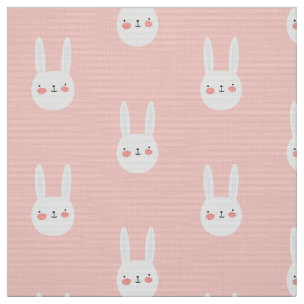 Cute Bunny Rabbit and Pink Dots Fabric by the Yard | Zazzle
