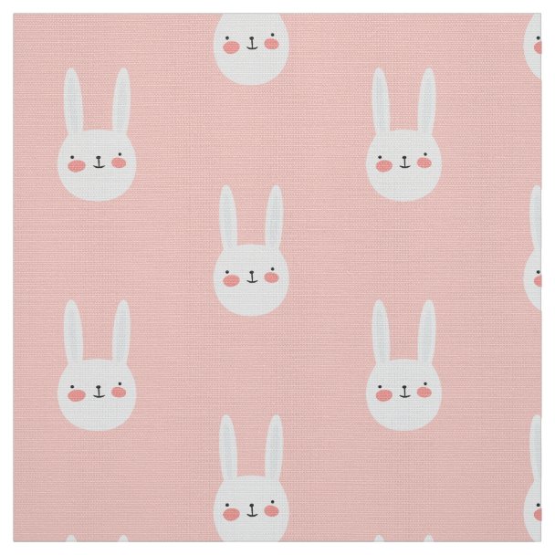 Cute Bunny Rabbit and Pink Dots Fabric by the Yard | Zazzle