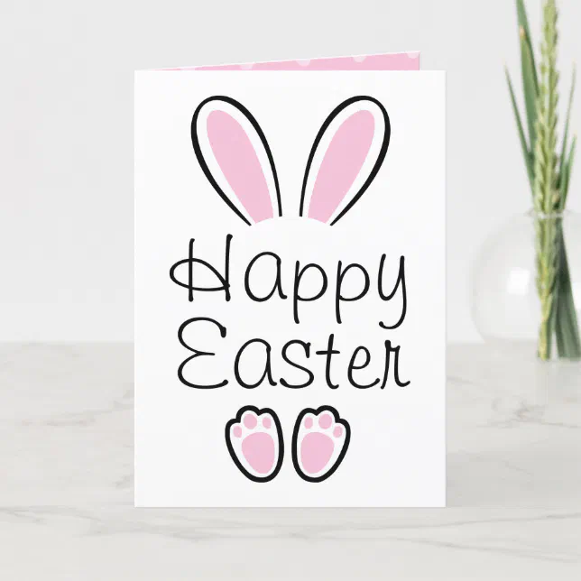 Pink Bunny Ears and Toes Baby Girl First Easter Holiday Card | Zazzle