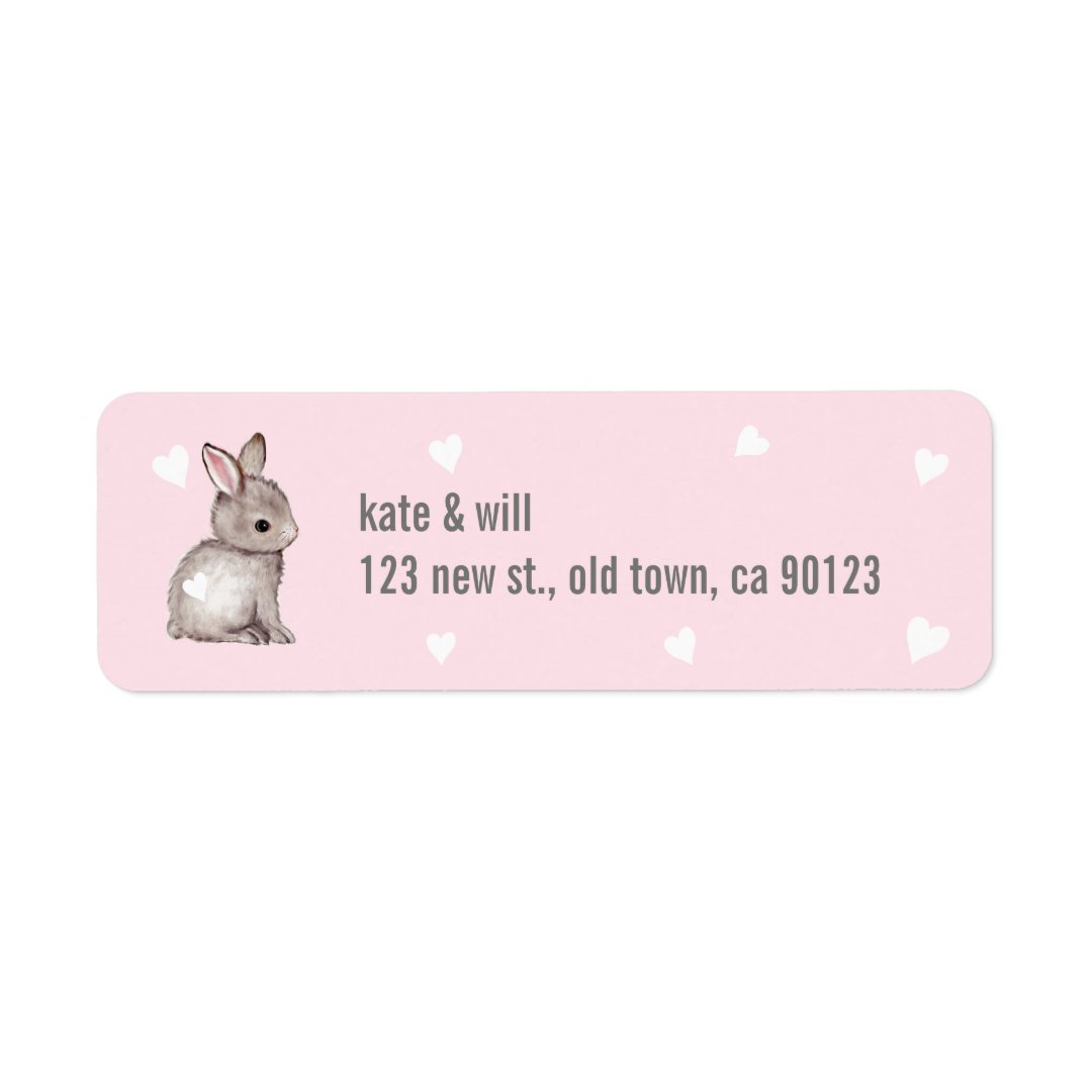Pink Bunny Heart Return Address Labels | Zazzle