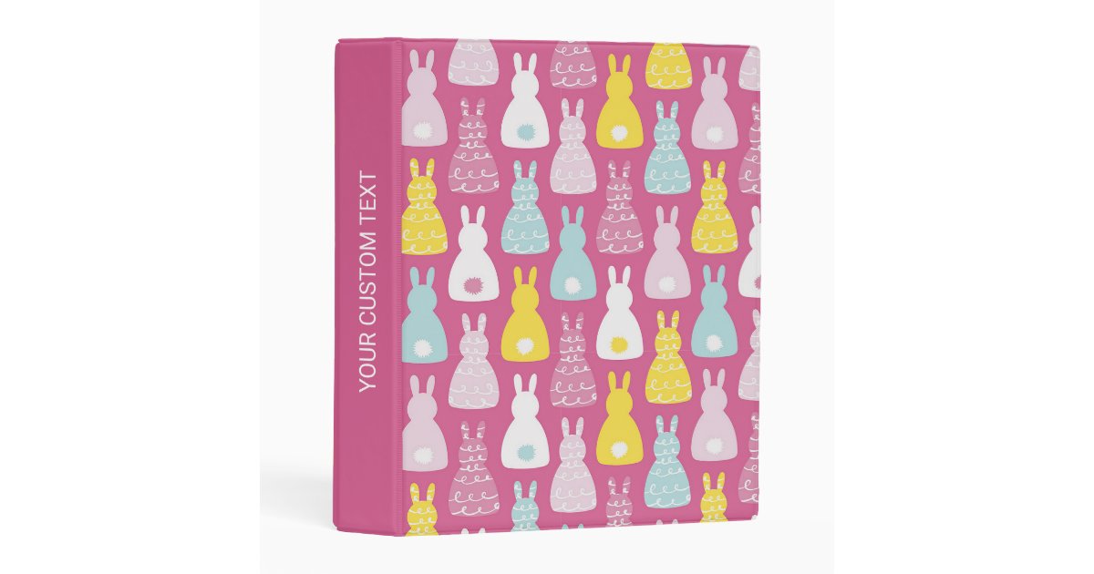 Pink Bunny Rabbit Pattern Mini Binder | Zazzle