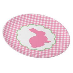 Pink Bunny Silhouette Dinner Plate | Zazzle