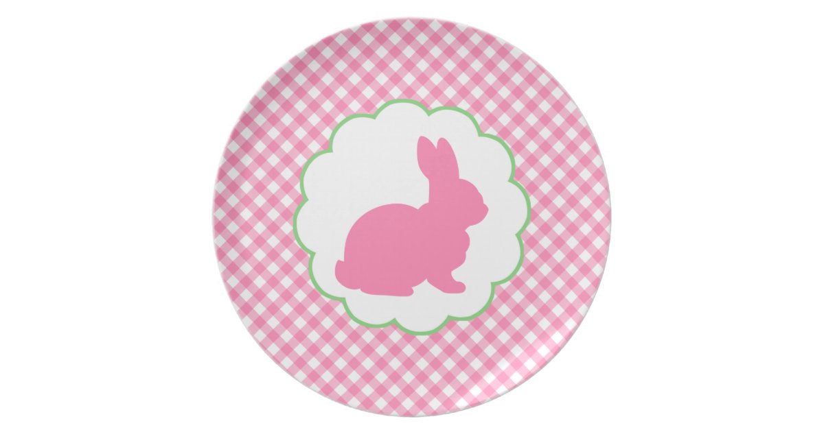 Pink Bunny Silhouette Dinner Plate | Zazzle