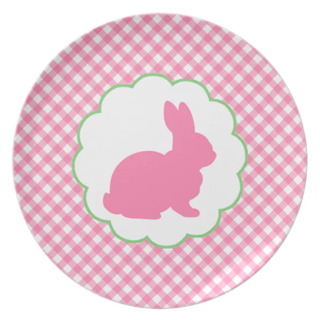 Pink Bunny Silhouette Dinner Plate | Zazzle