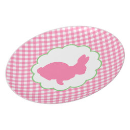 Pink Bunny Silhouette Dinner Plate | Zazzle