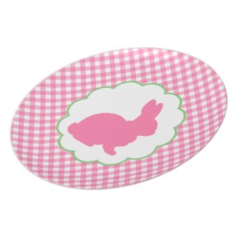 Pink Bunny Silhouette Dinner Plate | Zazzle