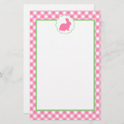 Pink Bunny Silhouette Stationery | Zazzle