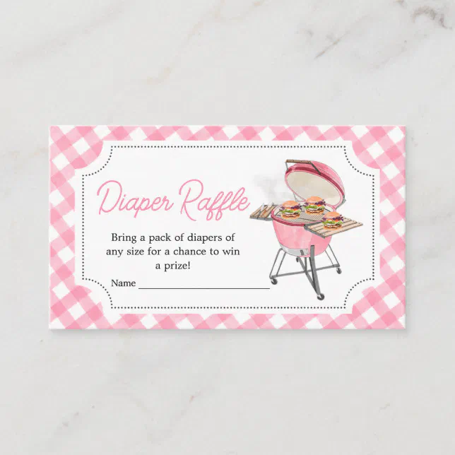 Pink Burger BBQ Baby Shower Diaper Raffle Enclosure Card | Zazzle