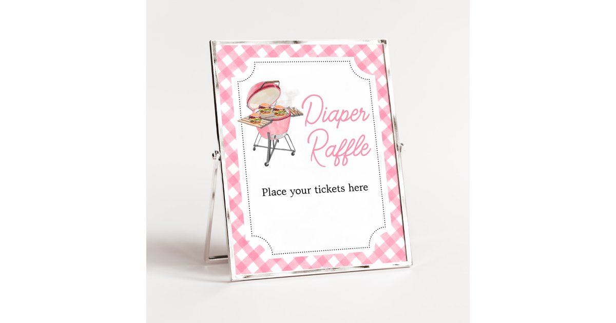 Pink Burger BBQ Baby Shower Diaper Raffle Poster | Zazzle