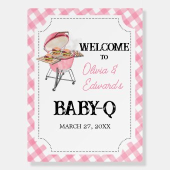 Pink Burger BBQ Baby Shower Welcome Sign | Zazzle