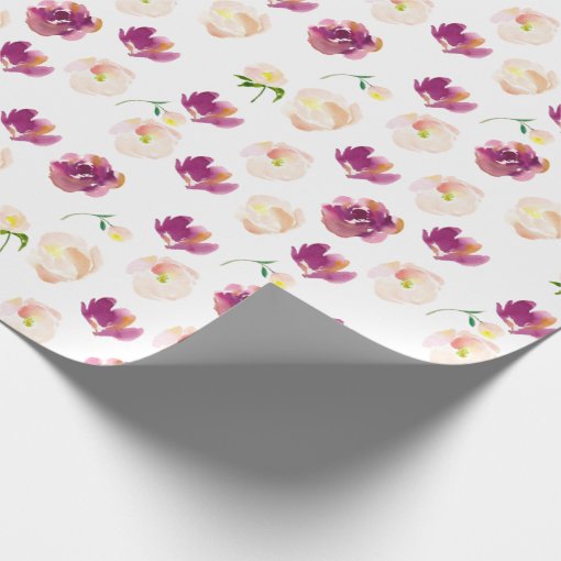 Pink Burgundy Watercolor Floral Wrapping Paper | Zazzle