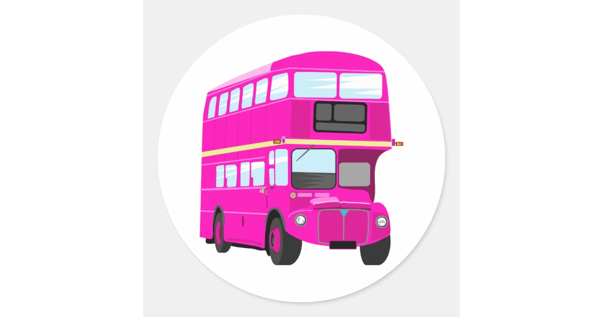 Pink Bus Classic Round Sticker | Zazzle