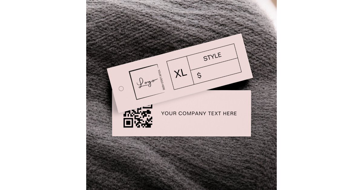 Pink Business Logo Price Label QR Code Hang Tag | Zazzle