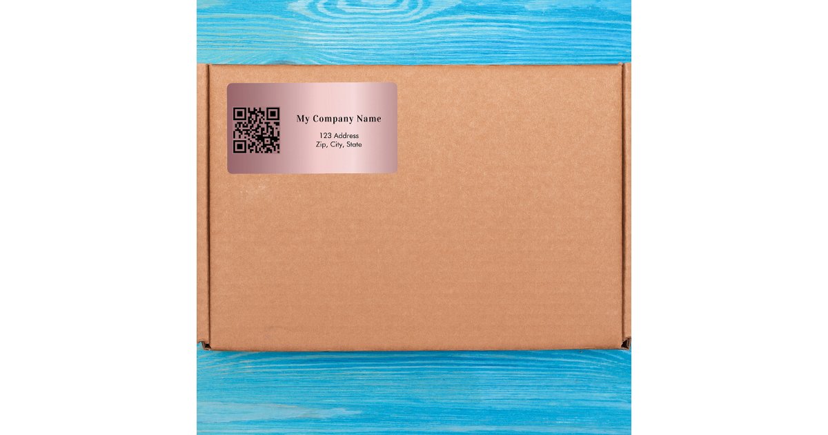 Pink business qr code return address shipping label | Zazzle