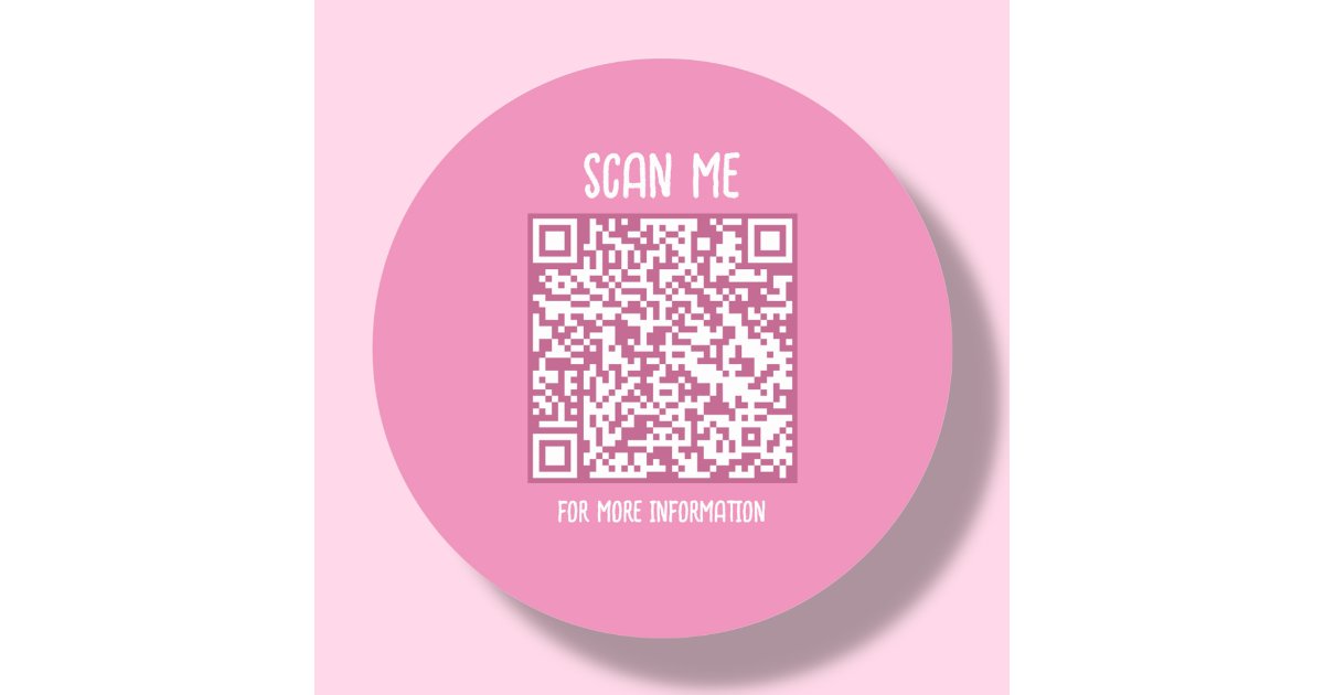 Pink | Business QR Code Scannable Classic Round Sticker | Zazzle