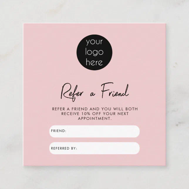 Pink Business Refer A Friend Referral Loyalty Card | Zazzle