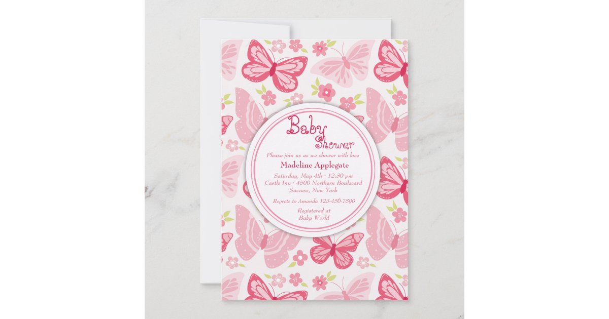 Pink Butterflies Invitation | Zazzle