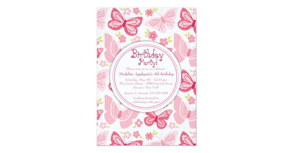 Pink Butterflies Invitation | Zazzle.com