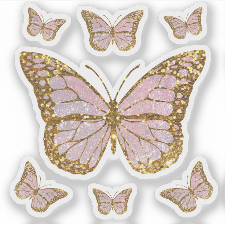 pink butterflies sticker | Zazzle