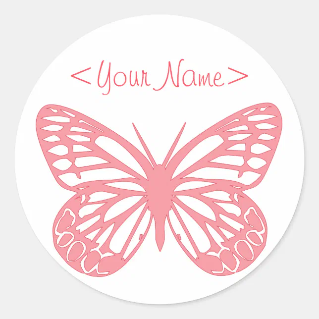 Pink Butterfly Classic Round Sticker | Zazzle