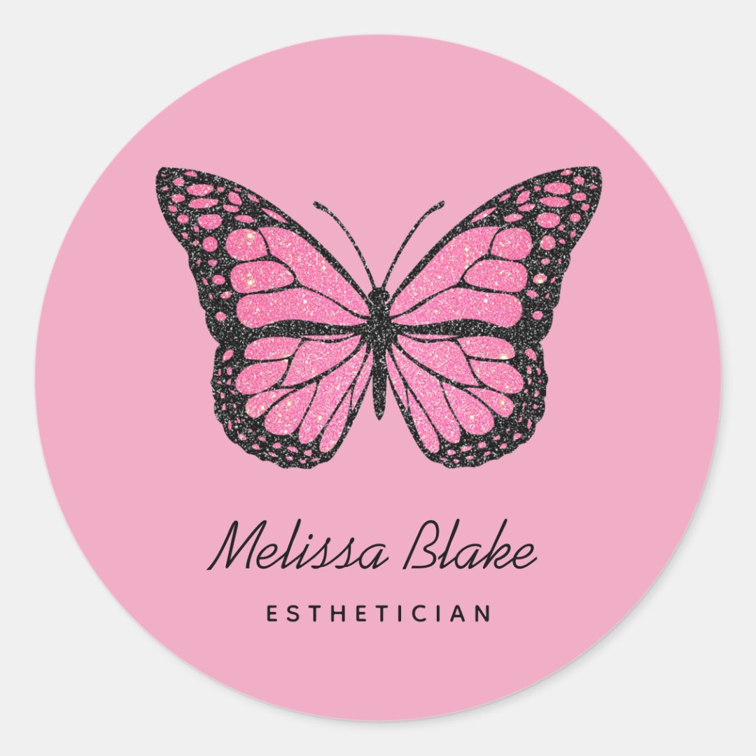 pink butterfly classic round sticker | Zazzle