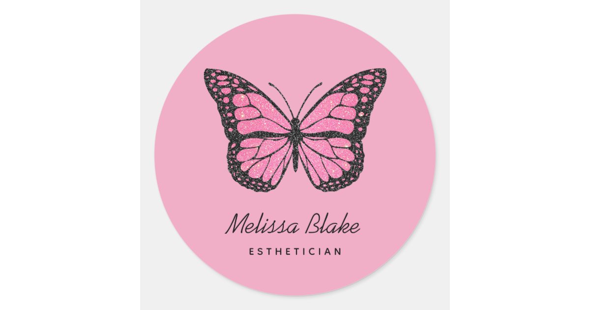 pink butterfly classic round sticker | Zazzle