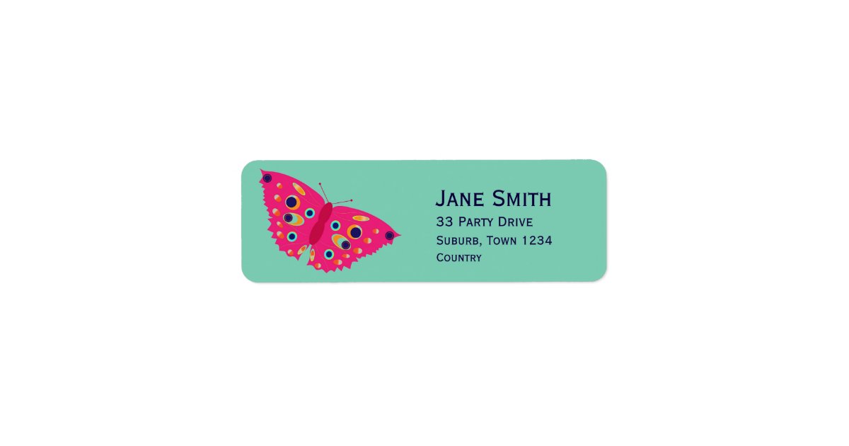 Pink butterfly cute stylish label | Zazzle