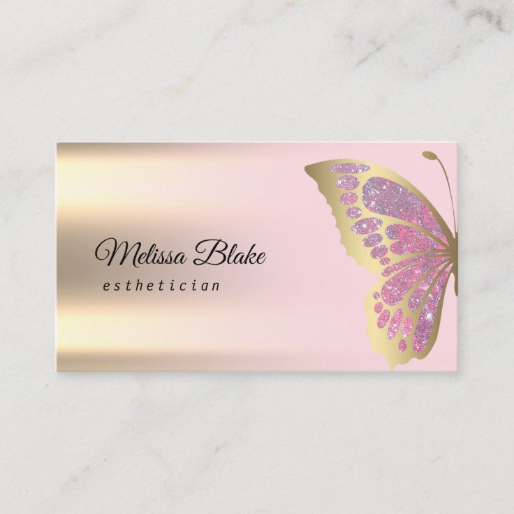 pink butterfly design business card | Zazzle