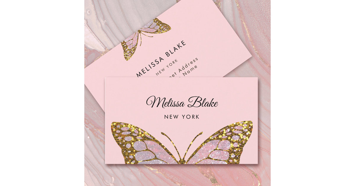 pink butterfly design business card | Zazzle