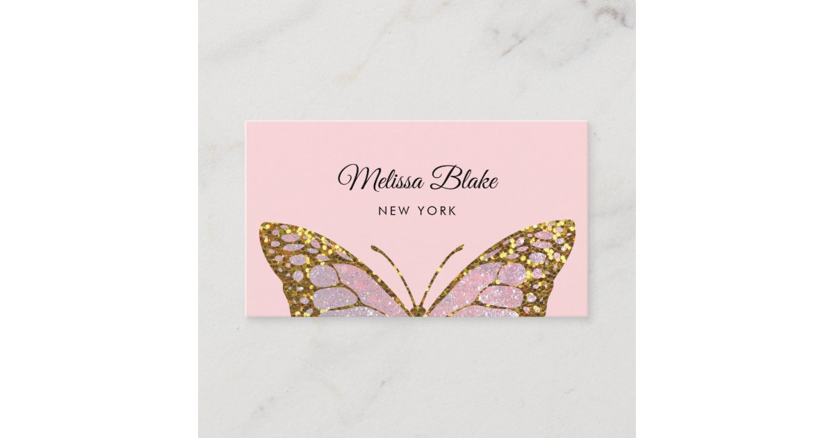 pink butterfly design business card | Zazzle
