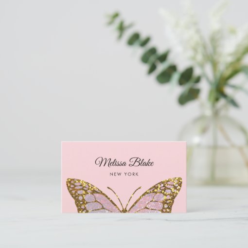 pink butterfly design business card | Zazzle
