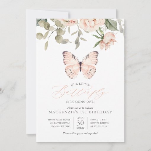 Pink Butterfly Girl Birthday Party Invitation | Zazzle