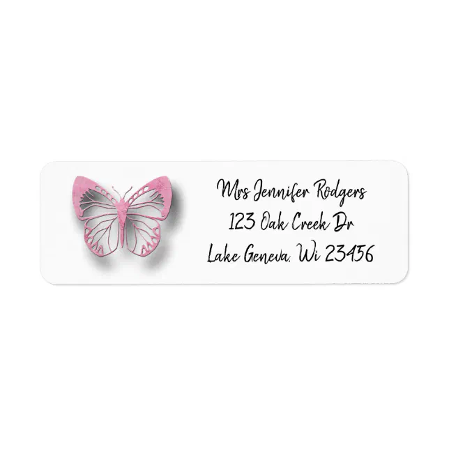 Pink Butterfly Label | Zazzle