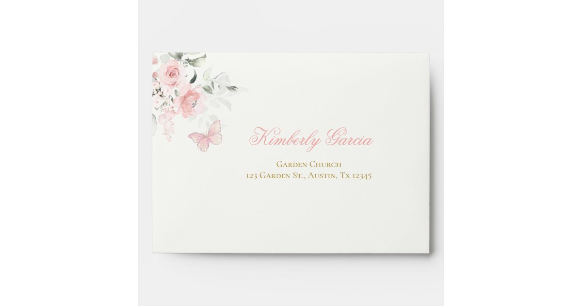 Pink Butterfly Quinceañera Envelope | Zazzle