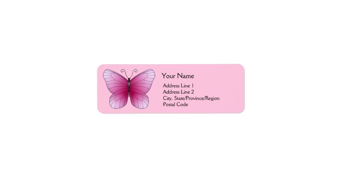 Pink Butterfly Return Address Labels | Zazzle