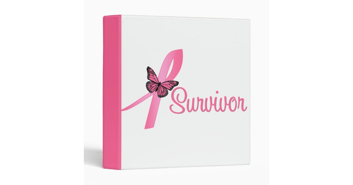 Pink Butterfly Ribbon - Breast Cancer Survivor Binder | Zazzle