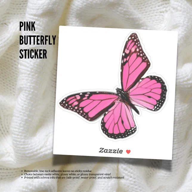 Pink Butterfly Sticker | Zazzle