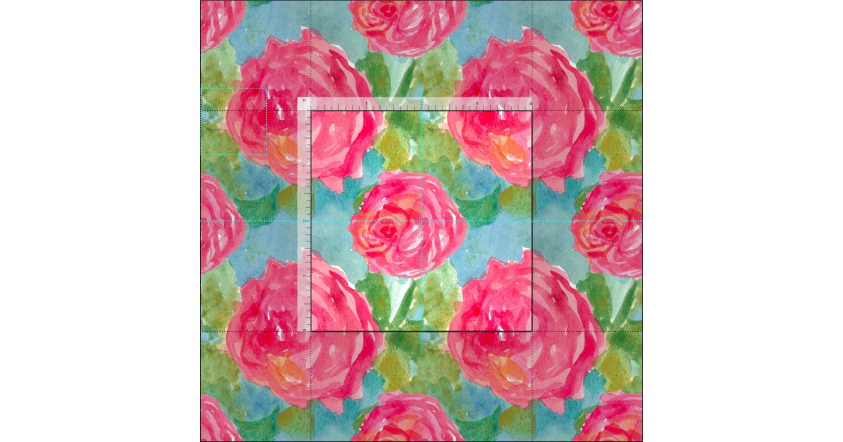 Pink Cabbage Roses Watercolor Flower Art Fabric | Zazzle