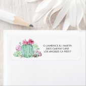 Pink Cactus Flowers Succulents Watercolor Label | Zazzle