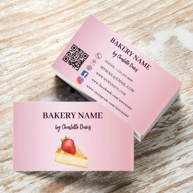 Pink cake pastry bakery QR code Business Card | Zazzle