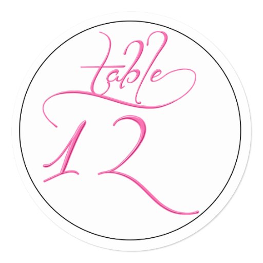 Pink Calligraphy Script Round Table Number 12 Card | Zazzle