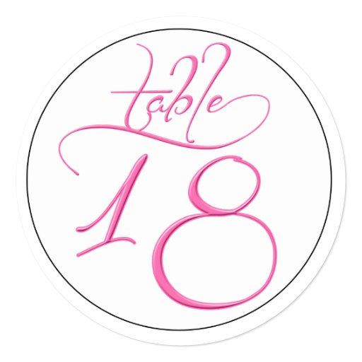 Pink Calligraphy Script Round Table Number 18 Card | Zazzle
